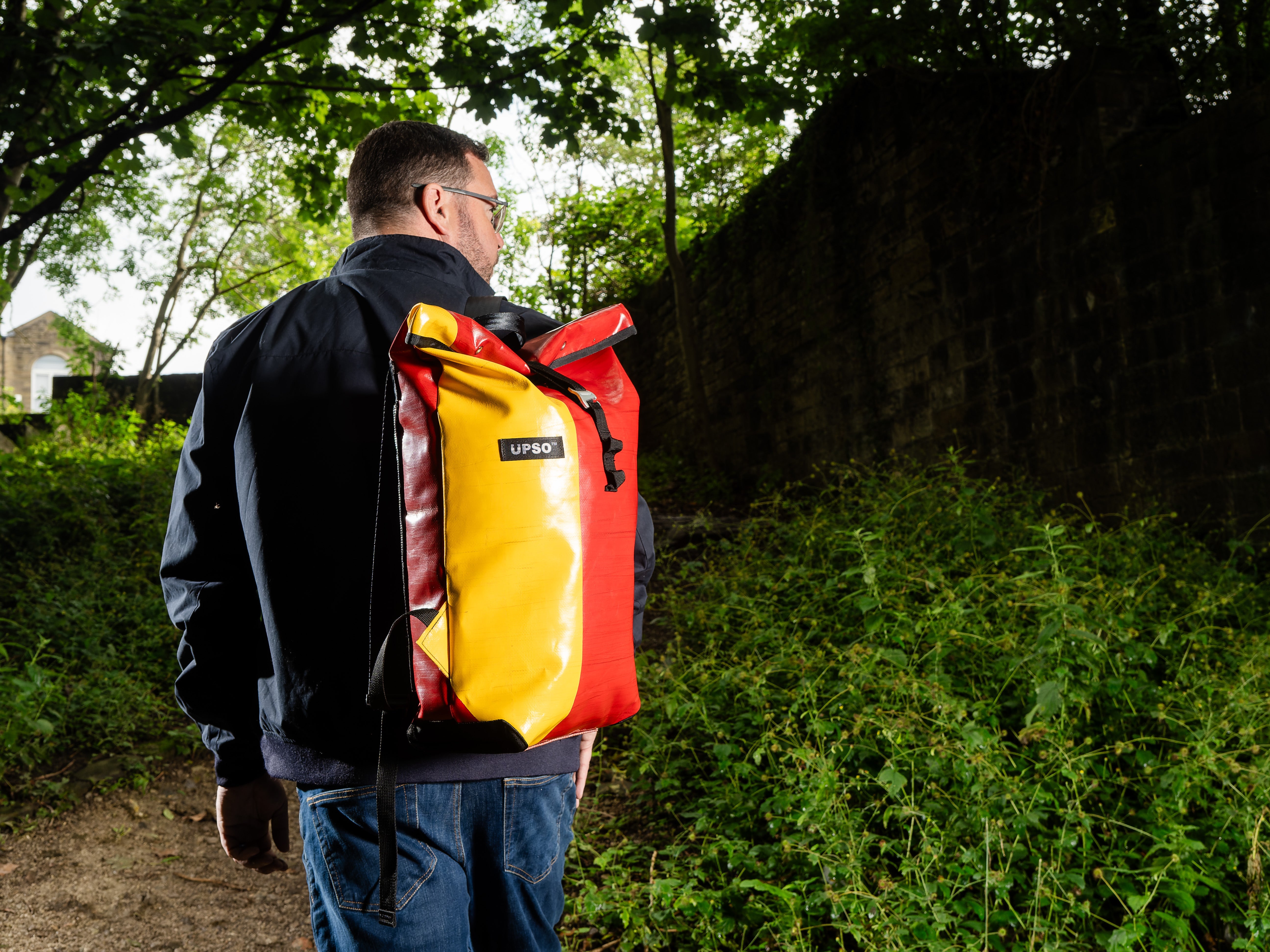 Burtonwood Backpack - Spacious, Recycled Truck Tarp Roll Top | UPSO